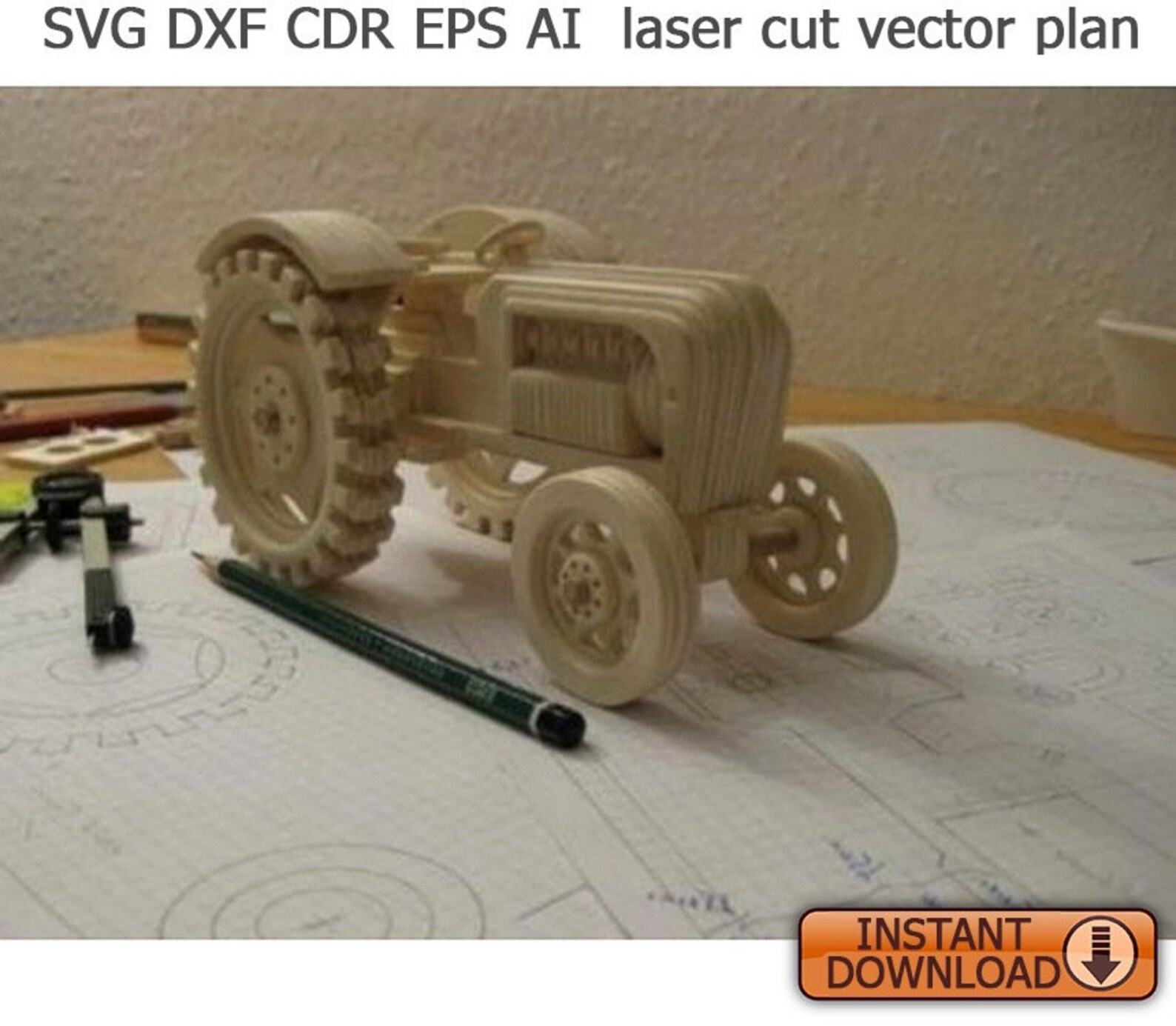 Traktor. Laser Cut Vector Model Laser Cut File CNC SVG - Etsy Israel