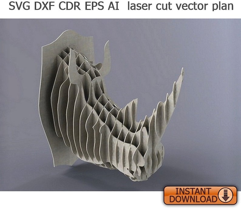 Rhino Head. Laser Cut File CNC Router Digital Vector Files - Etsy