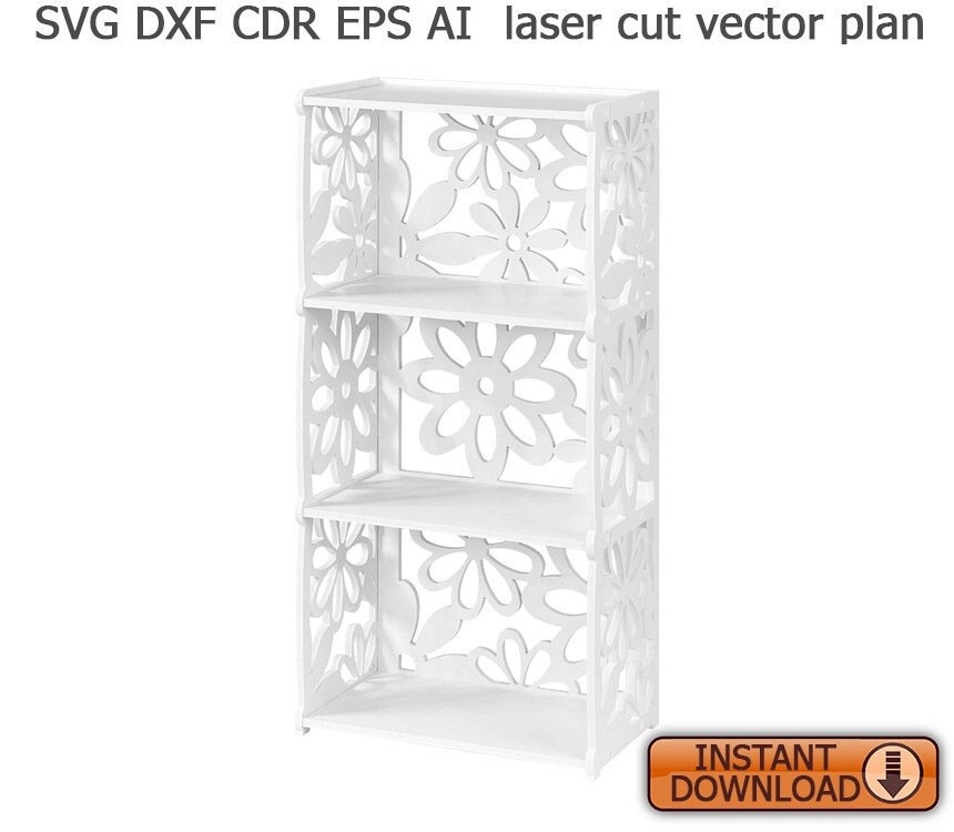 Bookcase. Vector File for Laser Cutting CNC, Wooden Designer, DXF ...