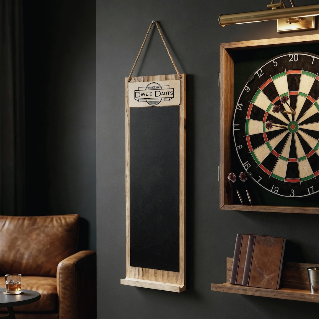 Personalised Chalkboard 20cm X 60cm, Games Night Leaderboard, Darts ...
