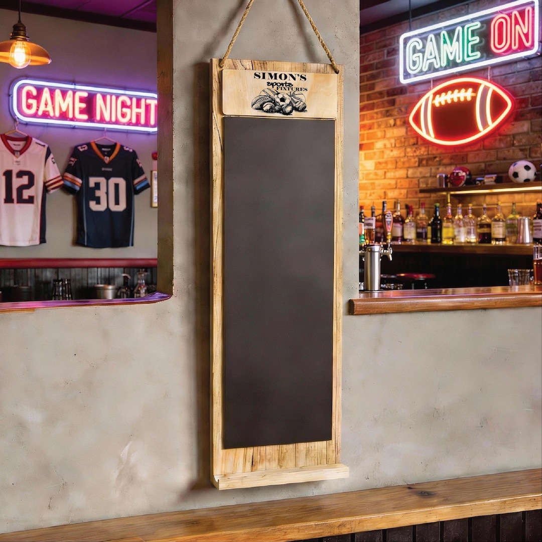 Personalised Wooden Chalkboard – Sports Bar Scoreboard, Custom ...