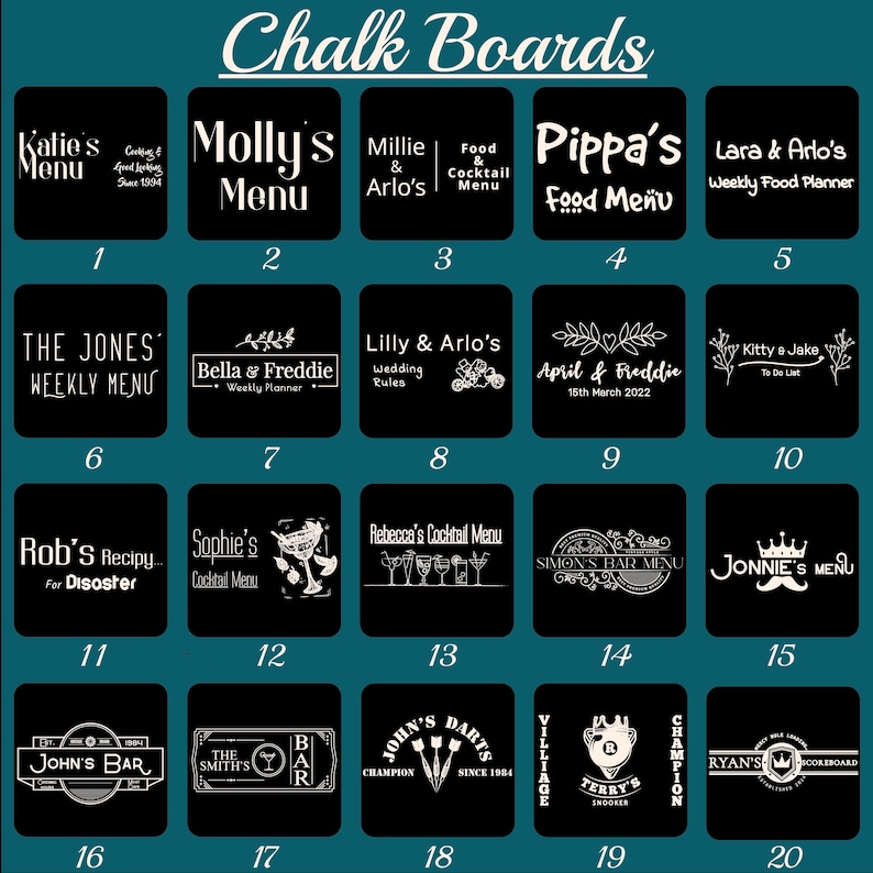 Chalkboard Weekly Planner, Rectangular 20x60cm With Wooden Frame ...