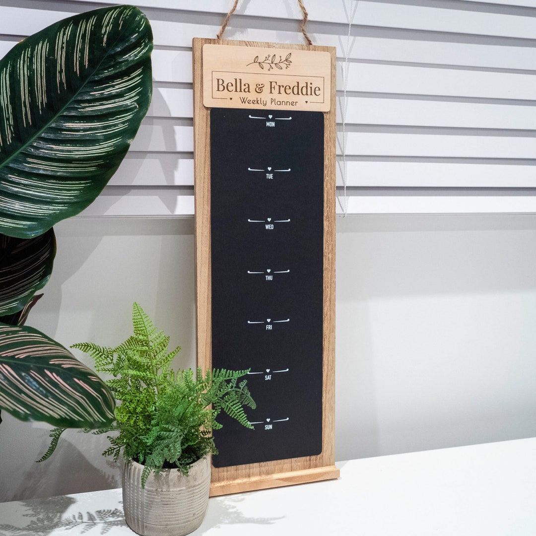 Personalised Chalkboard 20cm X 60cm, Weekly Planner, Family Meal ...