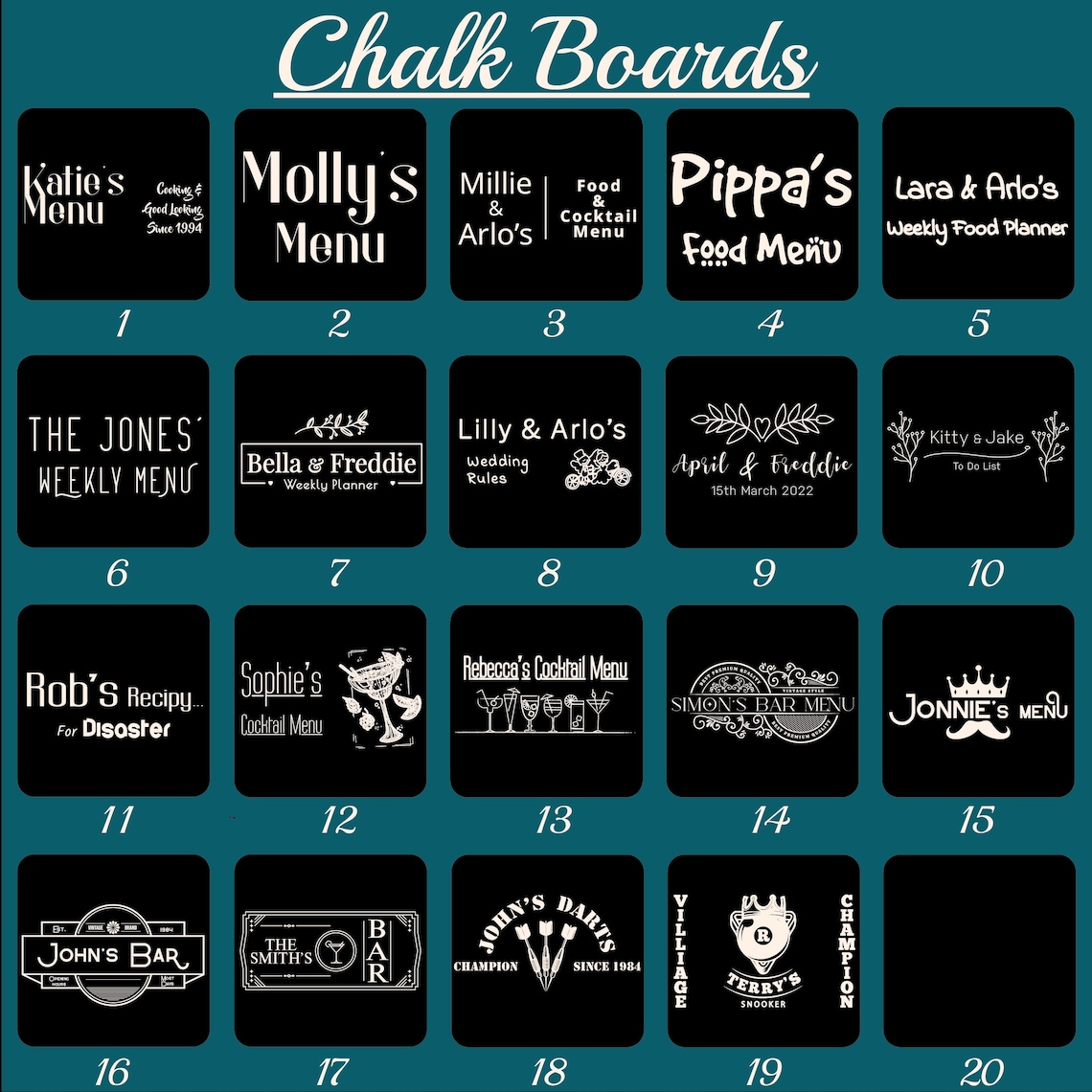 Chalkboard Weekly Planner Board – 20x60cm Rustic Wooden Frame Wall ...