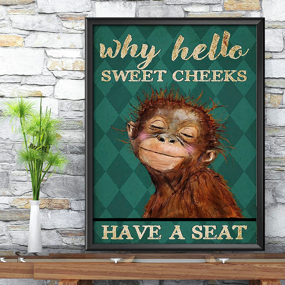 Affe warum Hallo süße Wangen haben einen Sitz Badezimmer | Etsy