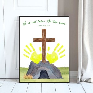 Religious Easter Handprint Art Craft for Kids, He is Risen Keepsake Art ...