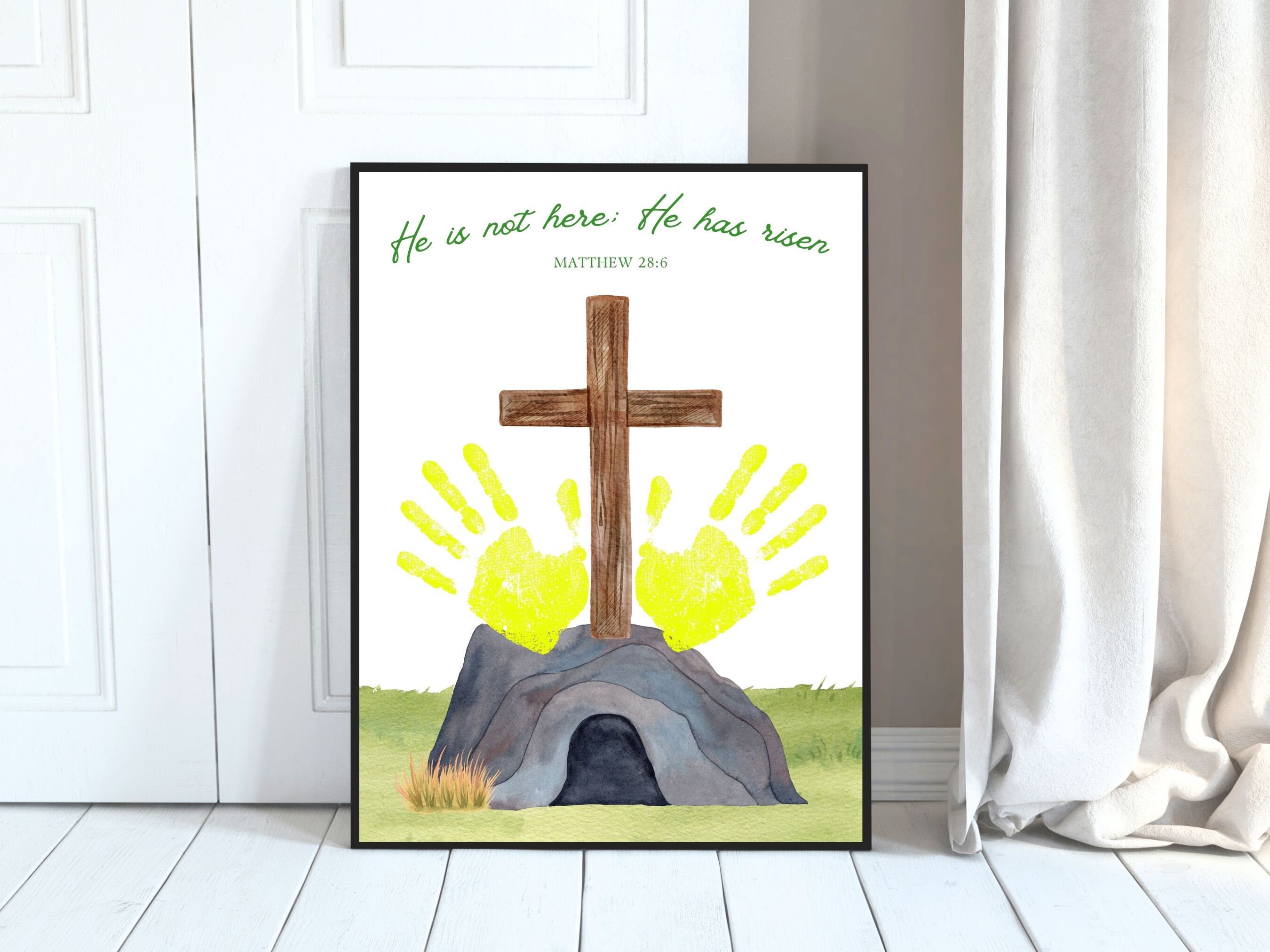 Religious Easter Handprint Art Craft for Kids, He is Risen Keepsake Art ...