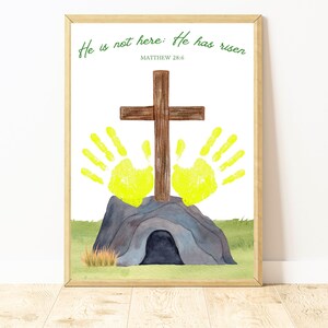 Religious Easter Handprint Art Craft for Kids, He is Risen Keepsake Art ...