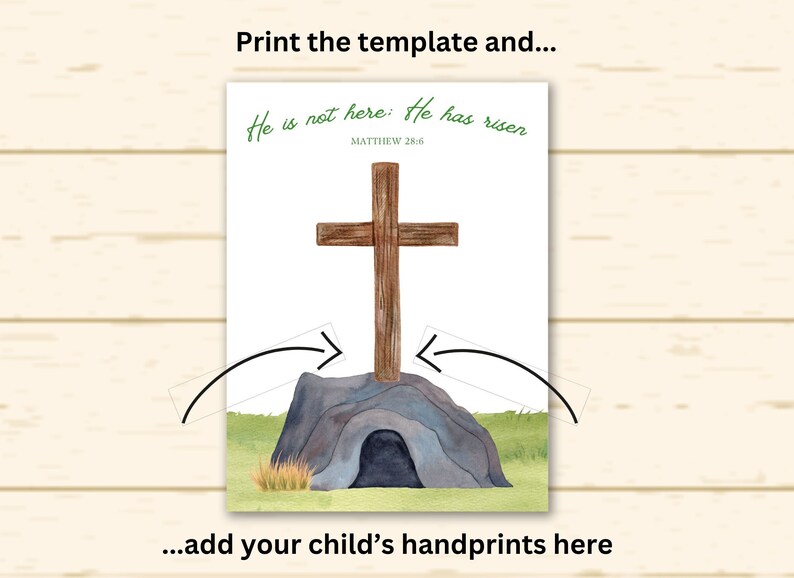Religious Easter Handprint Art Craft for Kids, He is Risen Keepsake Art ...