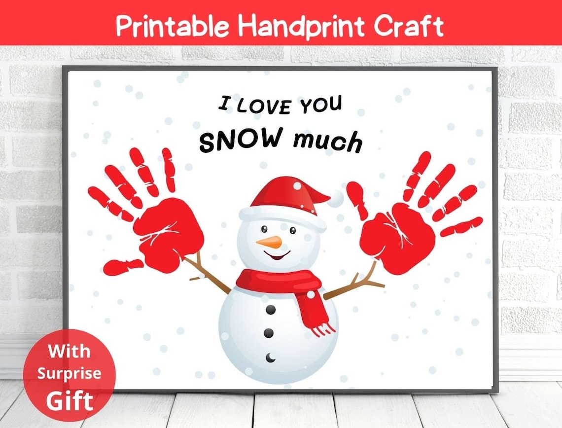 I Love You SNOW Much Printable Handprint Craft Christmas Gift - Etsy
