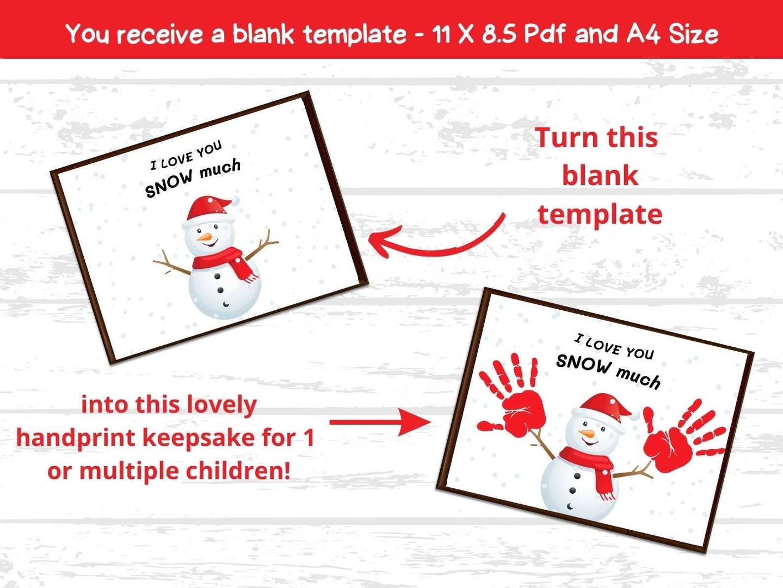 I Love You SNOW Much Printable Handprint Craft Christmas Gift - Etsy