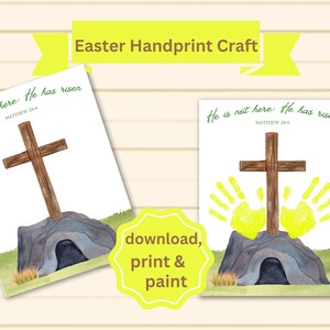 Religious Easter Handprint Art Craft for Kids, He is Risen Keepsake Art ...
