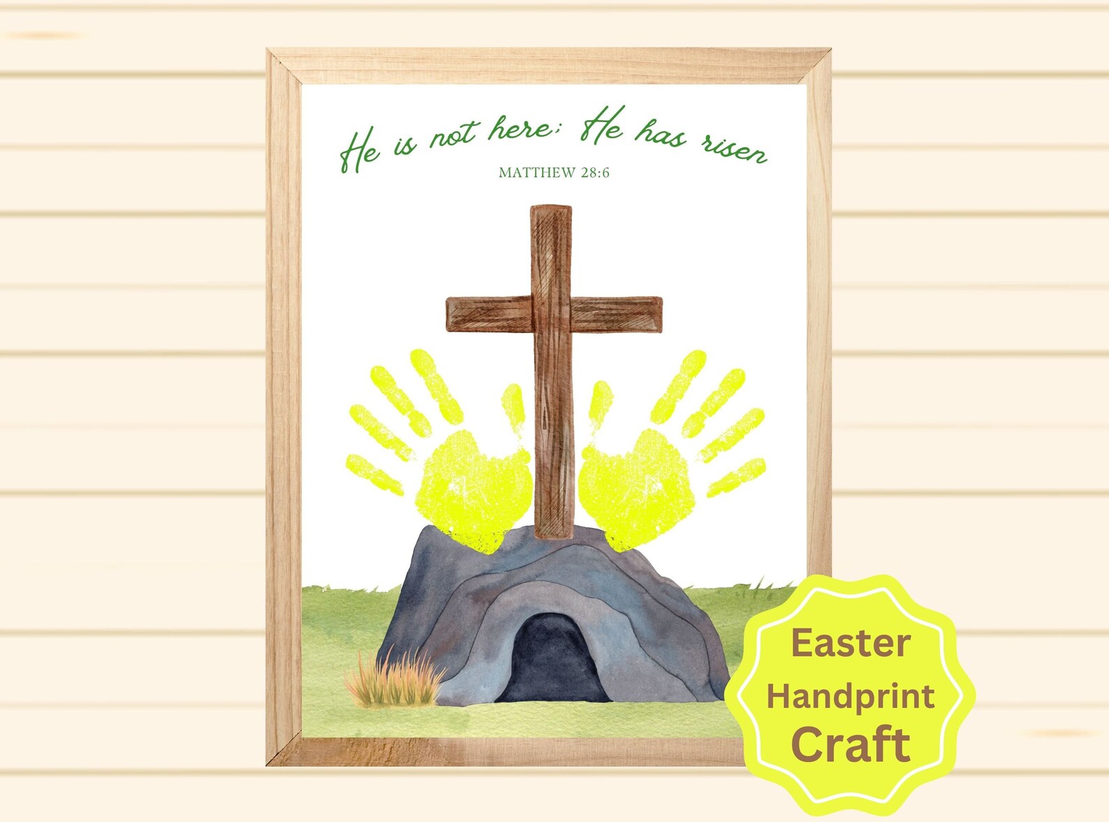 Religious Easter Handprint Art Craft for Kids, He is Risen Keepsake Art ...