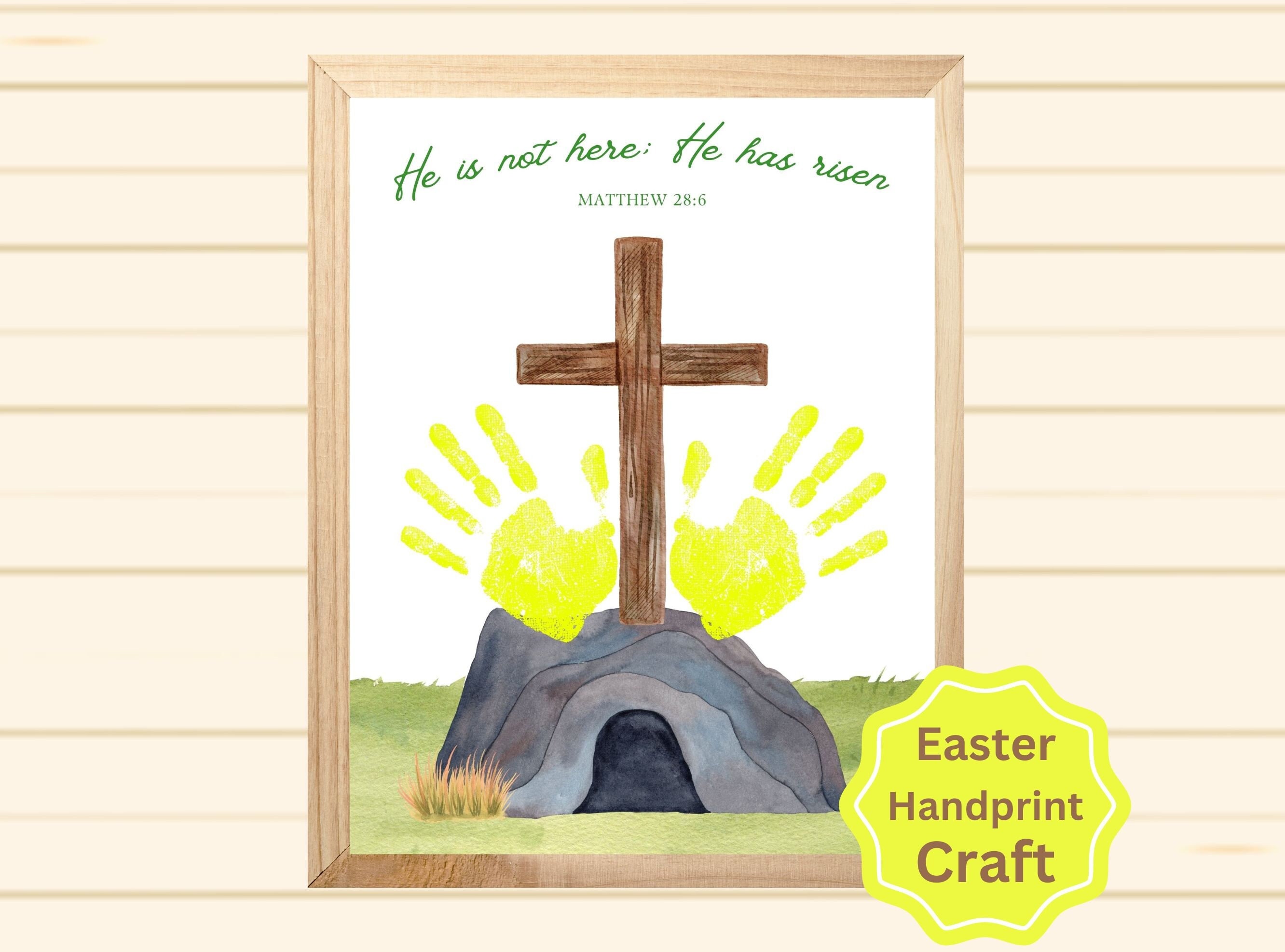 Religious Easter Handprint Art Craft for Kids, He is Risen Keepsake Art ...
