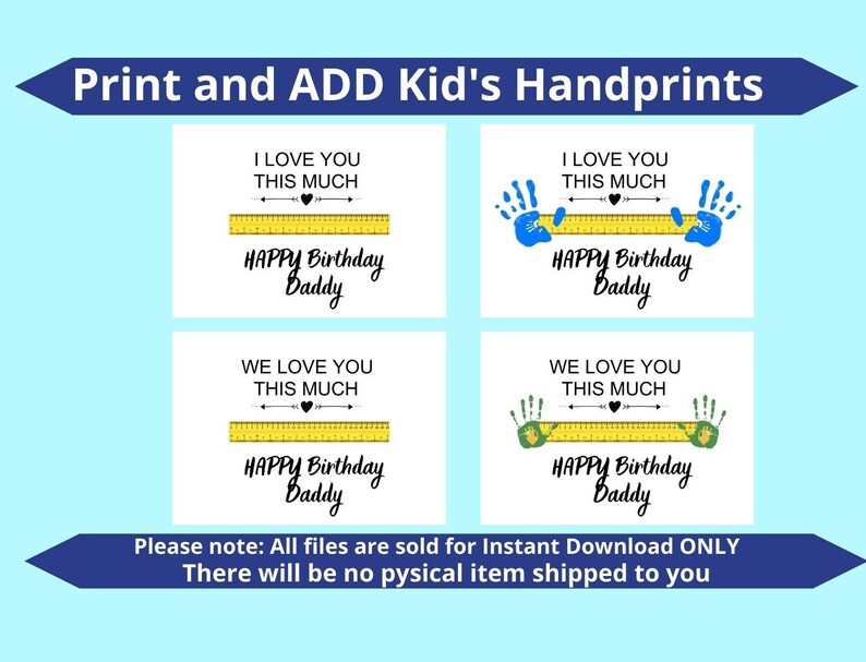 I Love You This Much Printable Handprint Craft, Happy Birthday Gift for ...