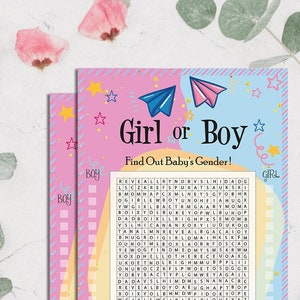 Baby Gender Reveal Word Search Game - Gender Reveal Party Game - Gender ...