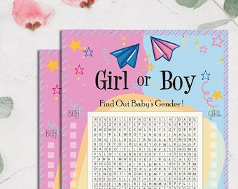 Baby Gender Reveal Word Search Game Gender Reveal Party Game Gender ...