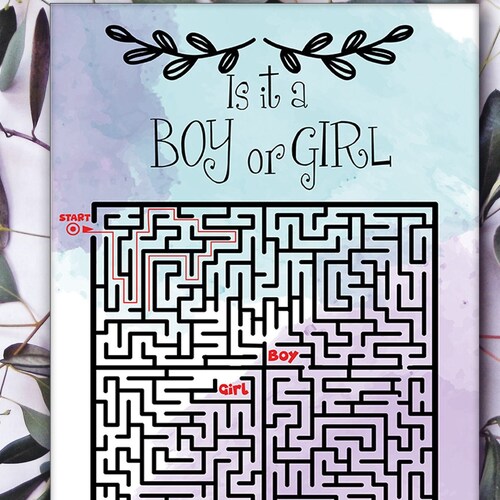 Printable Boy or Girl Gender Reveal Labyrinth Game Maze Game | Etsy