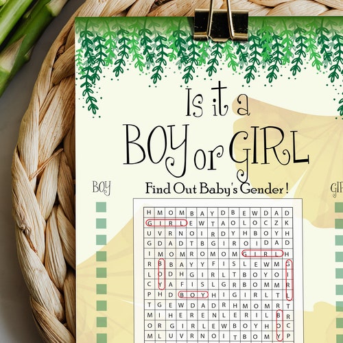 Baby Gender Reveal Word Search Game Gender Reveal Party Game - Etsy