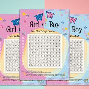 Baby Gender Reveal Word Search Game - Gender Reveal Party Game - Gender ...