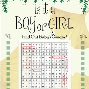 Baby Gender Reveal Word Search Game - Gender Reveal Party Game - Gender ...