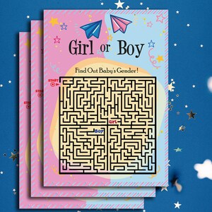 Printable Boy or Girl Gender Reveal Labyrinth Game - Maze Game - Gender ...