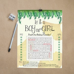 Baby Gender Reveal Word Search Game - Gender Reveal Party Game - Gender ...