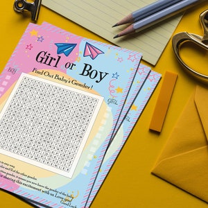 Baby Gender Reveal Word Search Game - Gender Reveal Party Game - Gender ...
