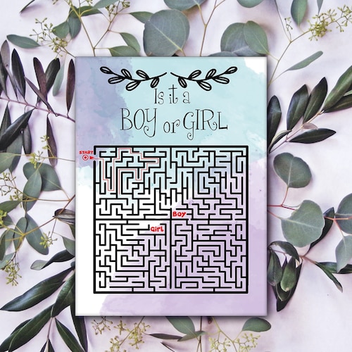 Printable Boy or Girl Gender Reveal Labyrinth Game Maze Game - Etsy