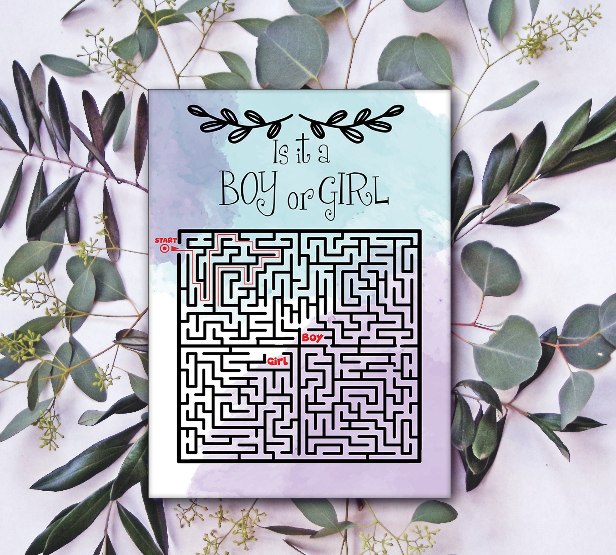 Printable Boy or Girl Gender Reveal Labyrinth Game - Maze Game - Gender Reveal Party Game ...