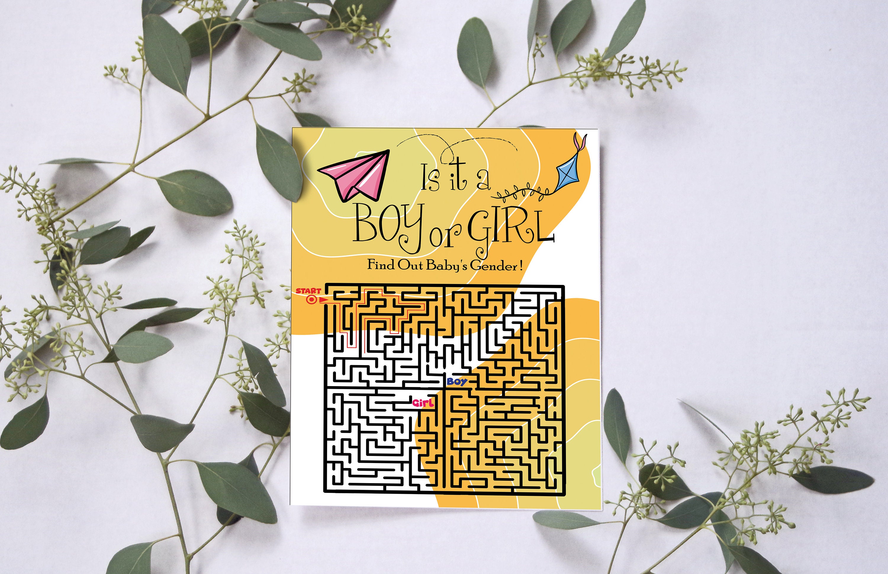 Gender Reveal Ideas : Maze Game - Gender Reveal Party Game - Printable ...
