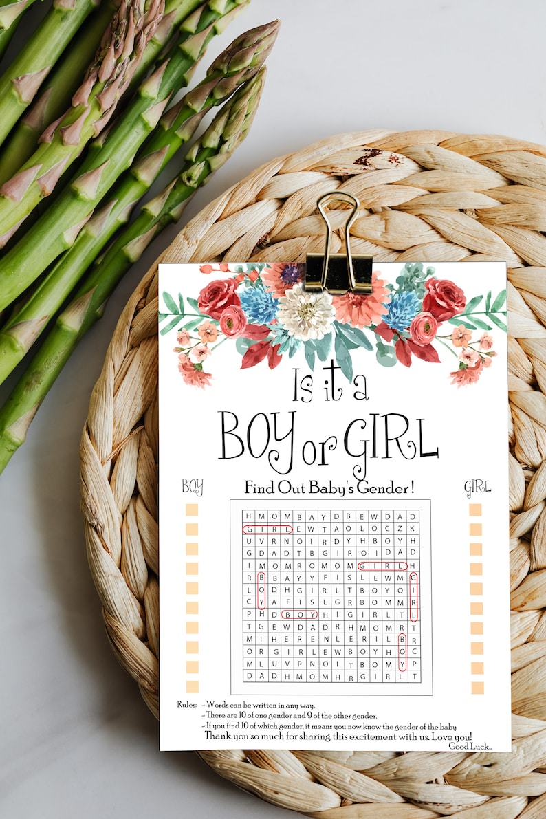 Printable Boy or Girl Gender Reveal Word Search Game With - Etsy