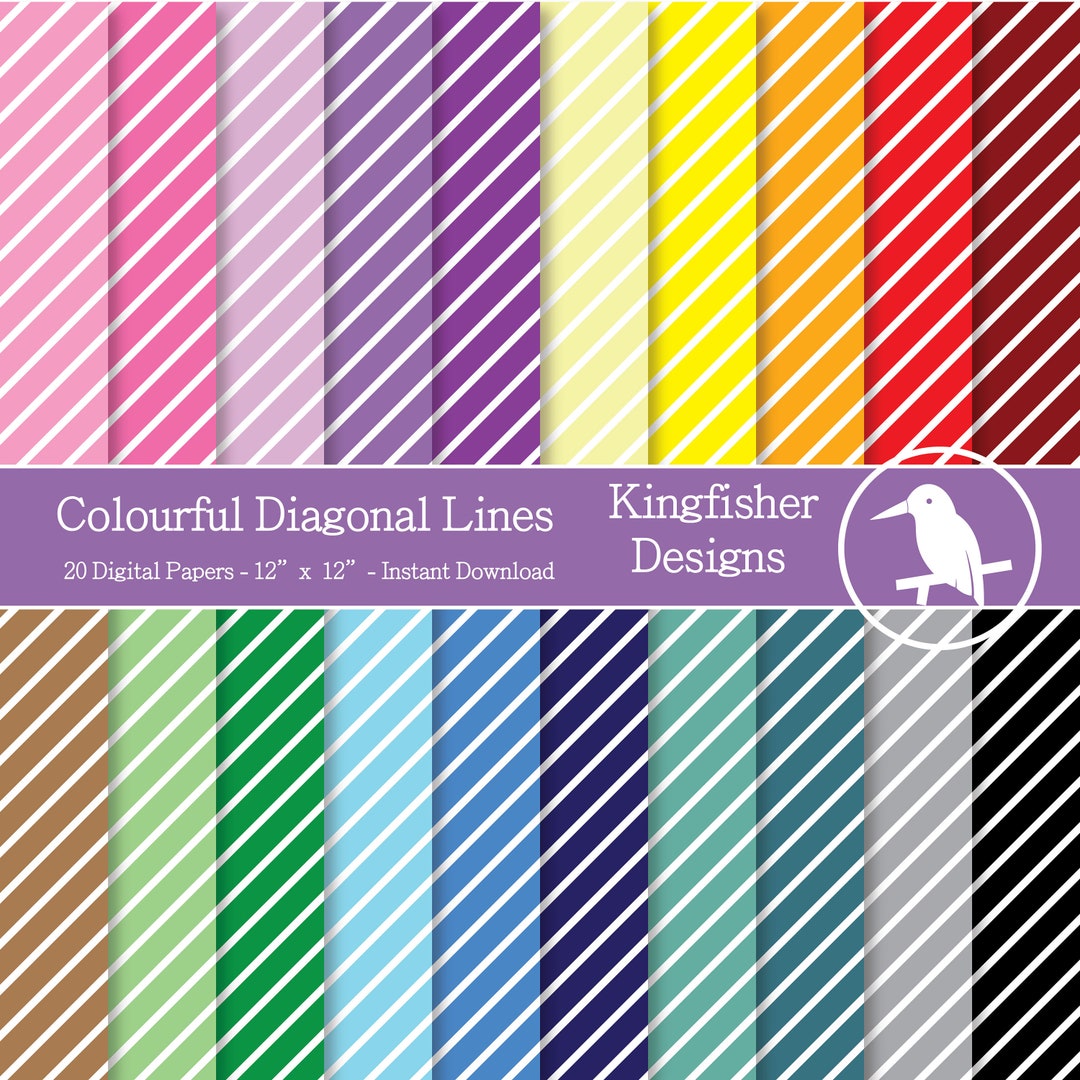 20 Diagonal Lines Design Digital Paper for Instant Download - Etsy