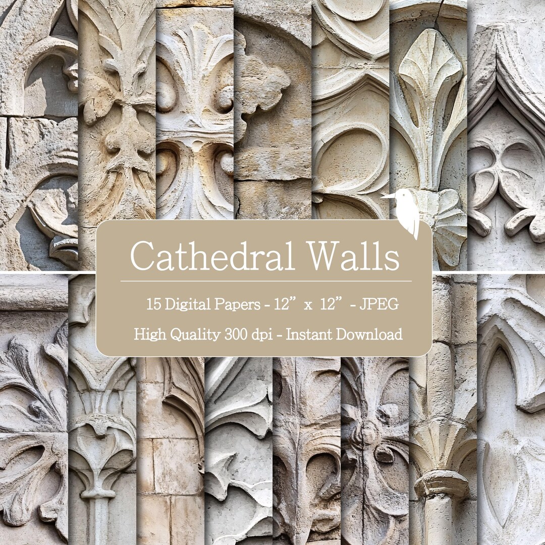 Cathedral Walls Texture Digital Papers Set for Instant Download ...