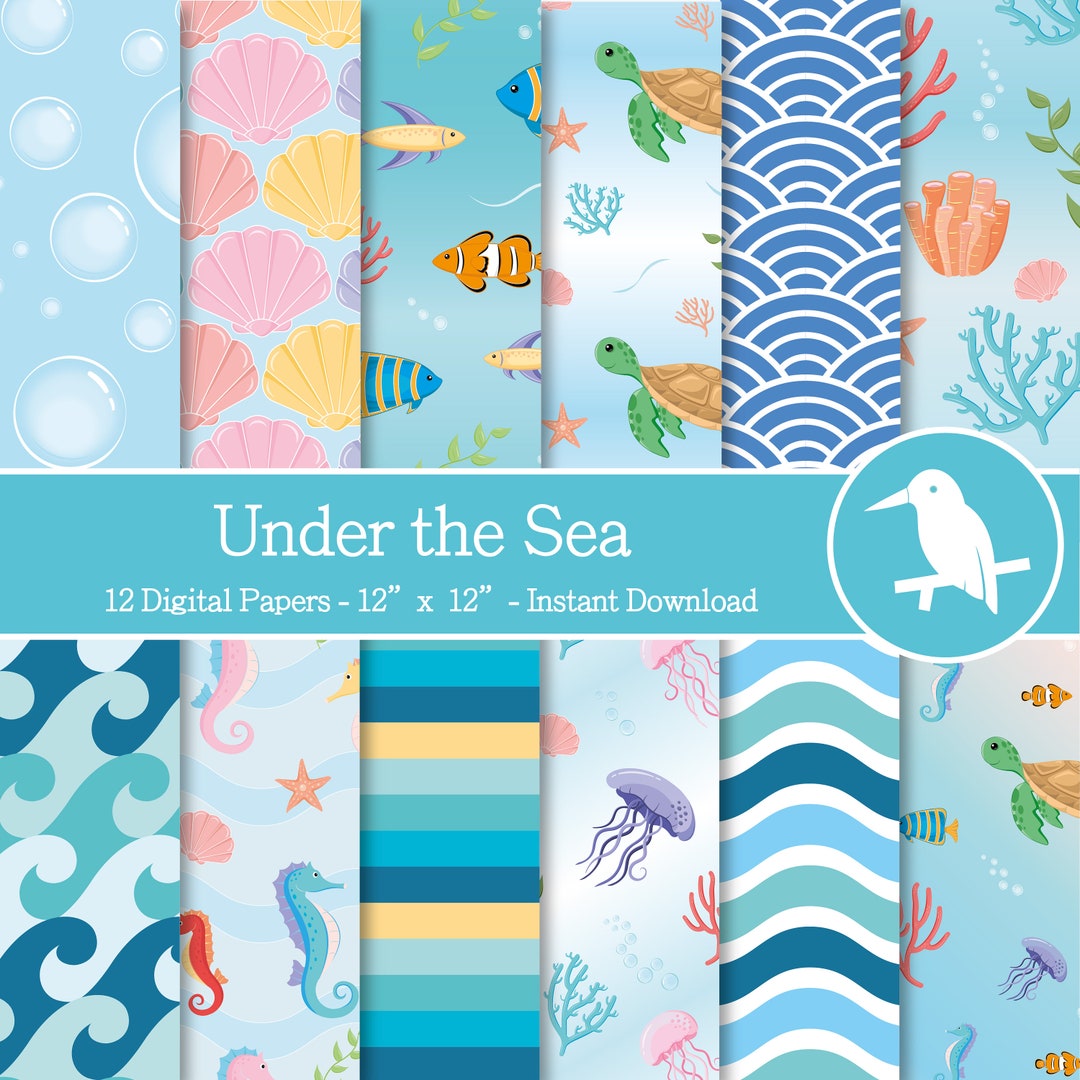 12 Under the Sea Designs Digital Papers Set for Instant Download ...