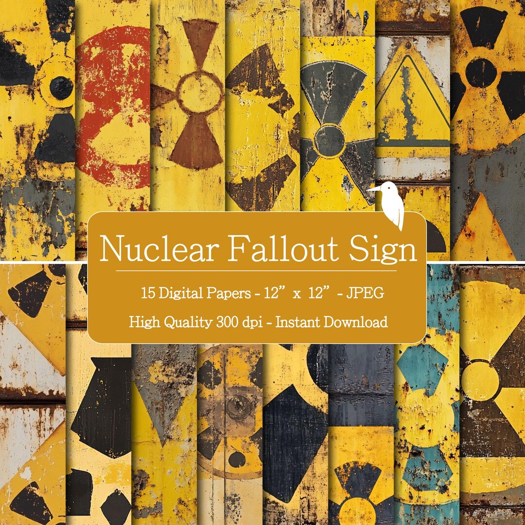 Nuclear Fallout Sign Texture Digital Papers Set for Instant Download ...