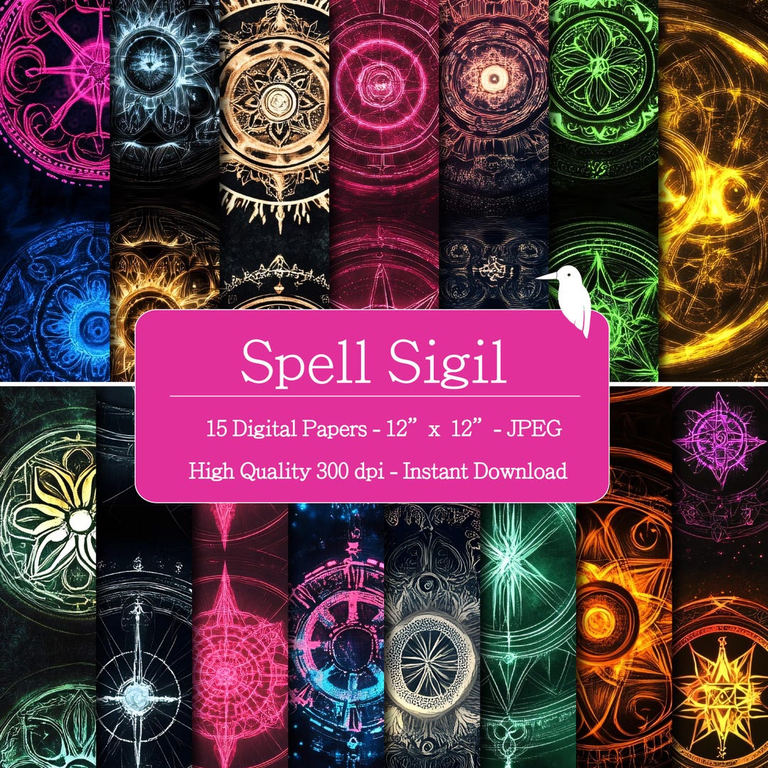 Spell Sigil Texture Digital Papers Set for Instant Download, Digital ...