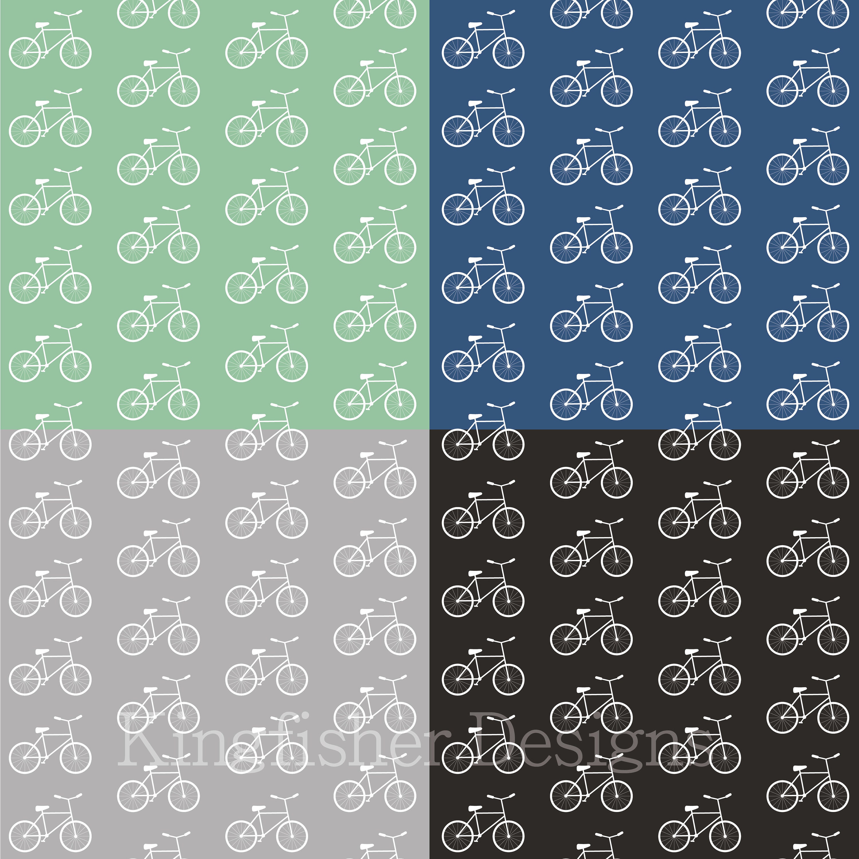 18 Bicycle Design Pattern Digital Papers Set for Instant Download ...