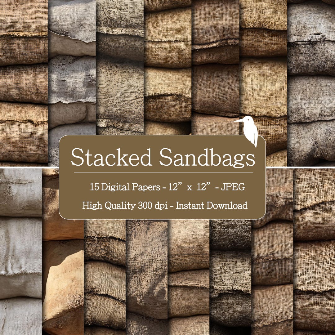 Stacked Sandbags Texture Digital Papers Set for Instant Download ...
