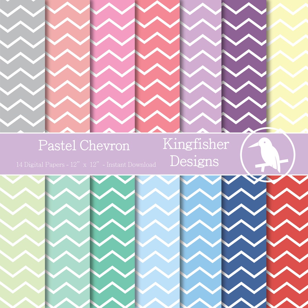 14 Pastel Chevron Digital Paper for Instant Download Scrapbooking ...