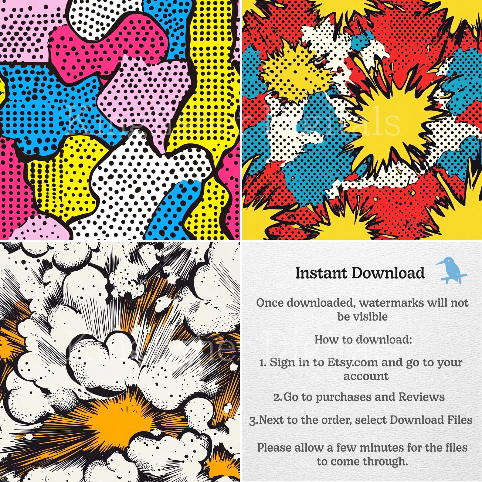Comic Book Background Texture Digital Papers Set for Instant Download ...