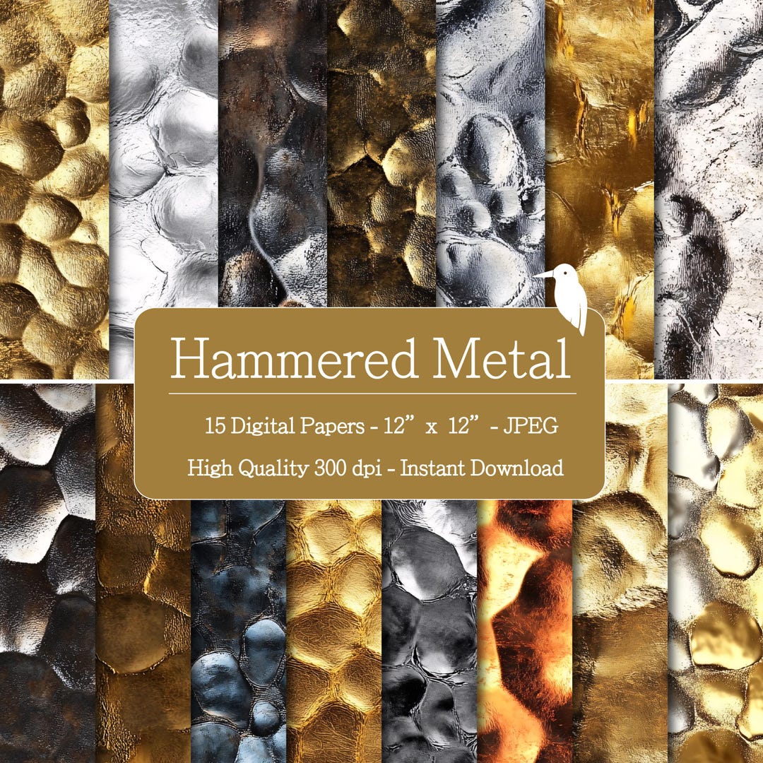 Hammered Metal Texture Digital Papers Set for Instant Download, Digital ...