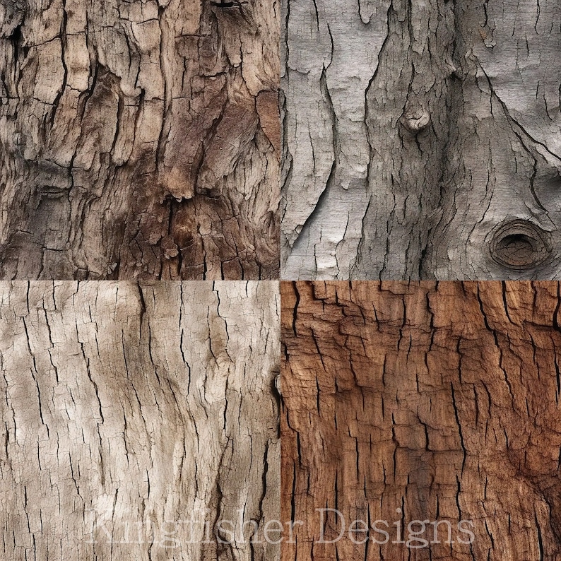 Tree Bark Textures Digital Paper Set, Scrapbooking Patterns (digital ...