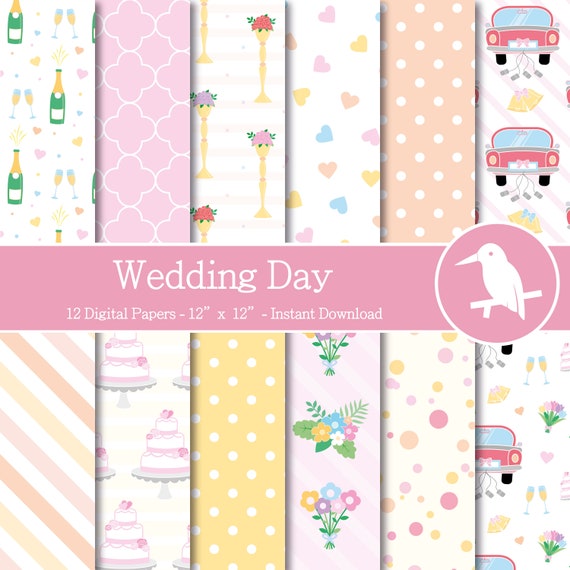 Paper 12 Wedding Day Design Pattern Digital Paper for Instant Download ...