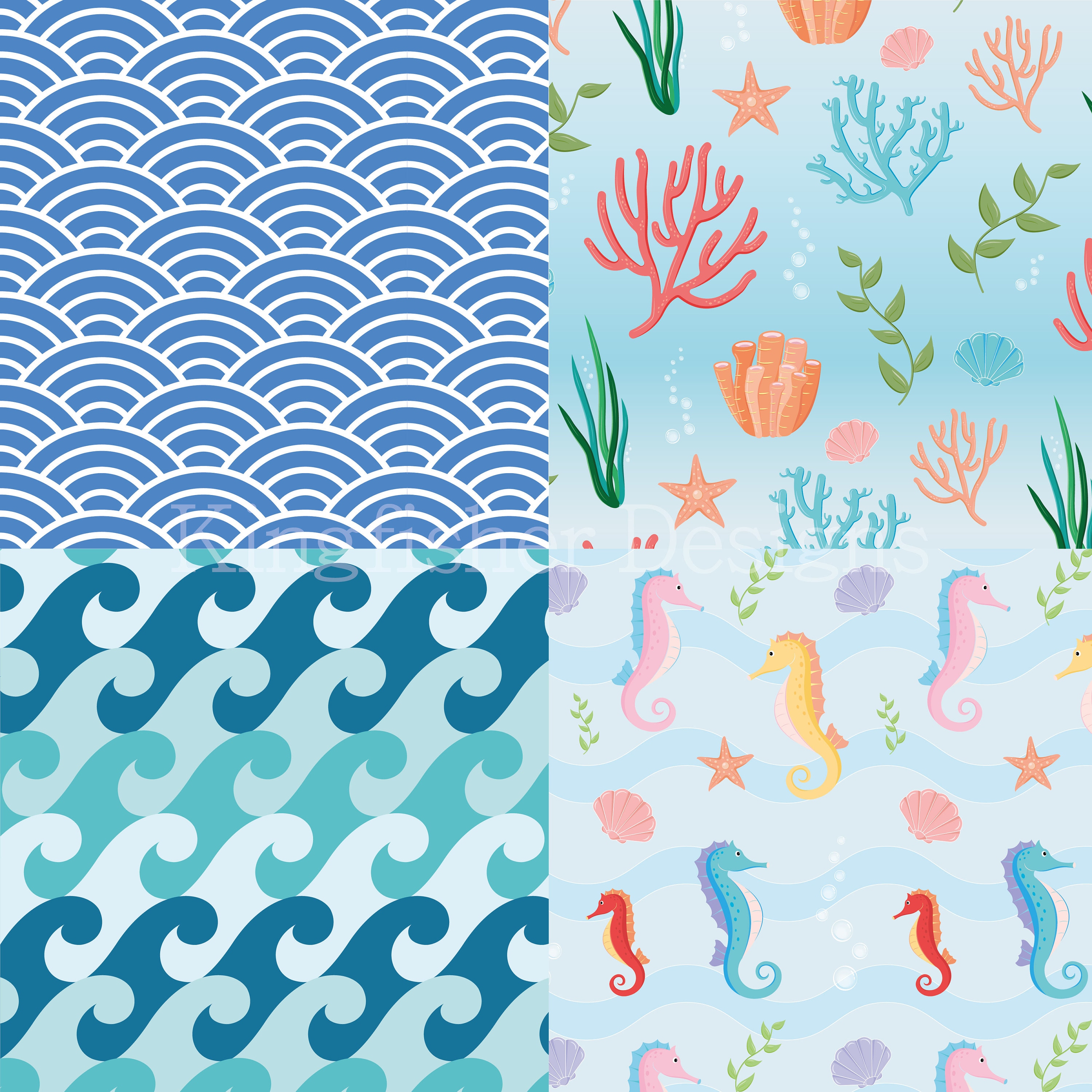 12 Under the Sea Designs Digital Papers Set for Instant Download ...