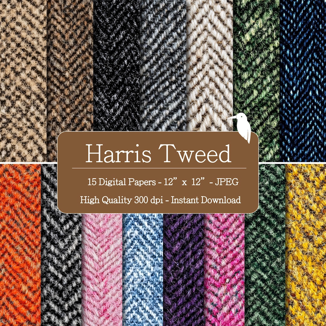 Harris Tweed Fabric Texture Digital Papers Set for Instant Download ...