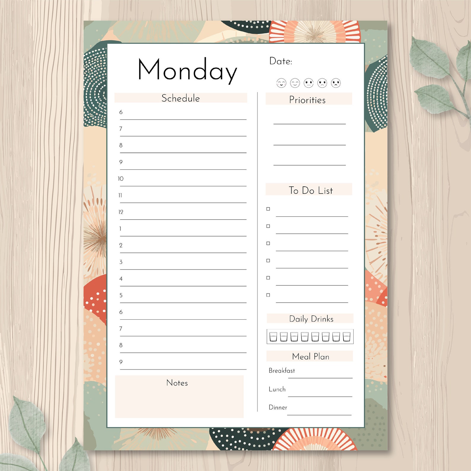 Boho Circle Design Pattern Printable Planner Set Daily and Weekly ...