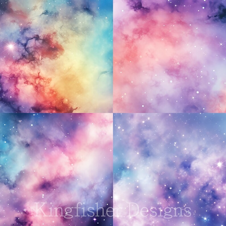 12 Space Cosmic Nebula Textures Pattern Digital Papers Set, Instant ...