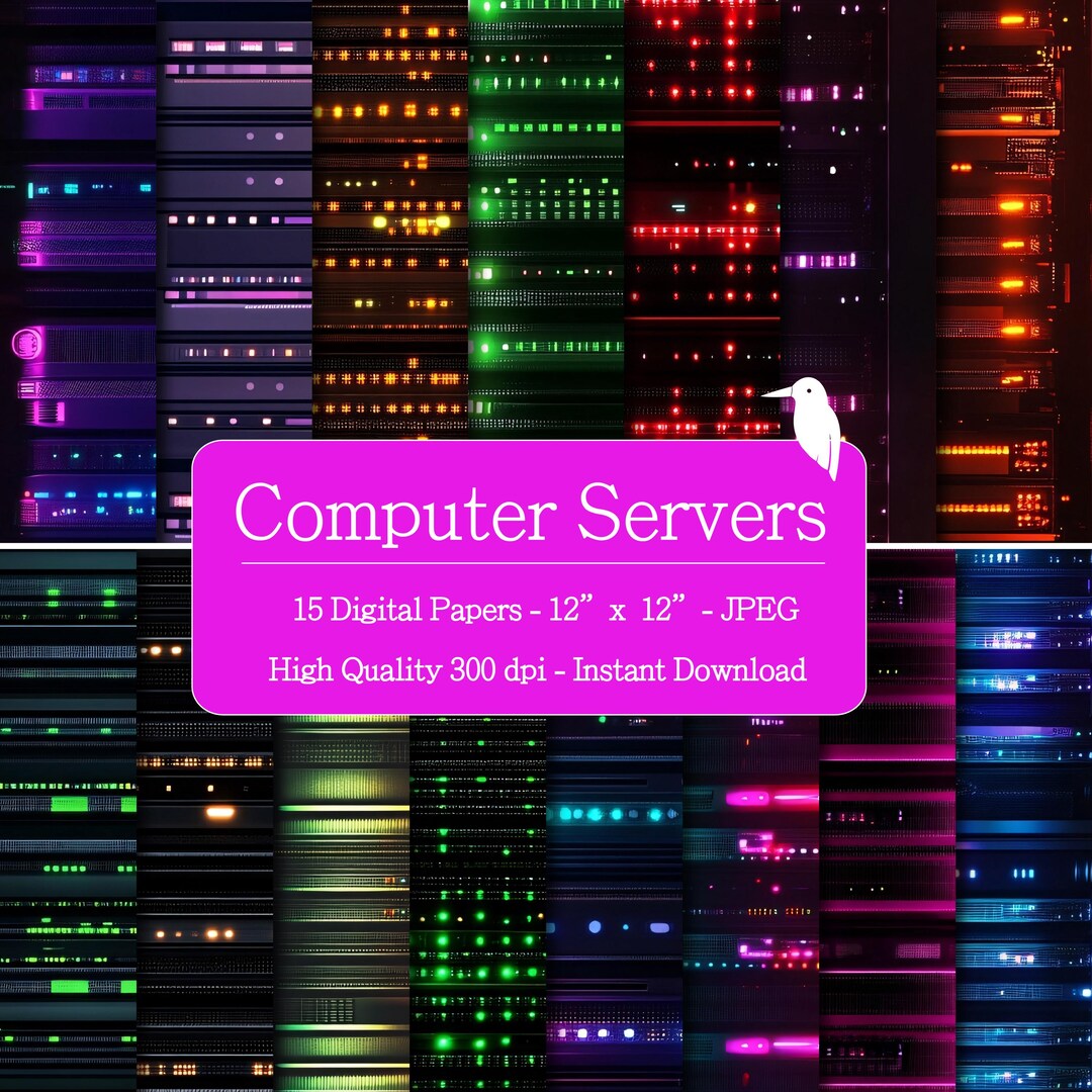 Computer Server Texture Digital Papers Set for Instant Download ...