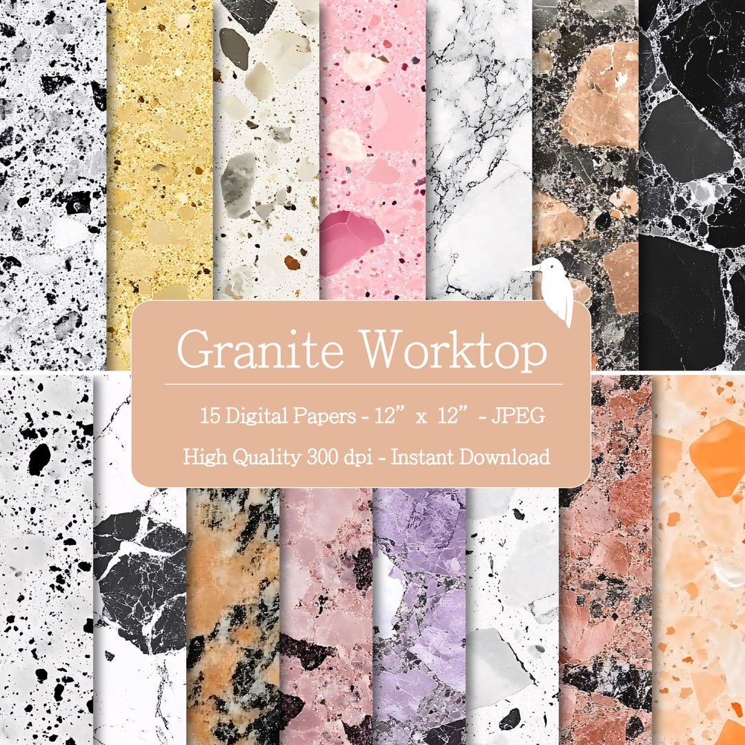 Granite Worktop Textures Digital Papers Set for Instant Download ...